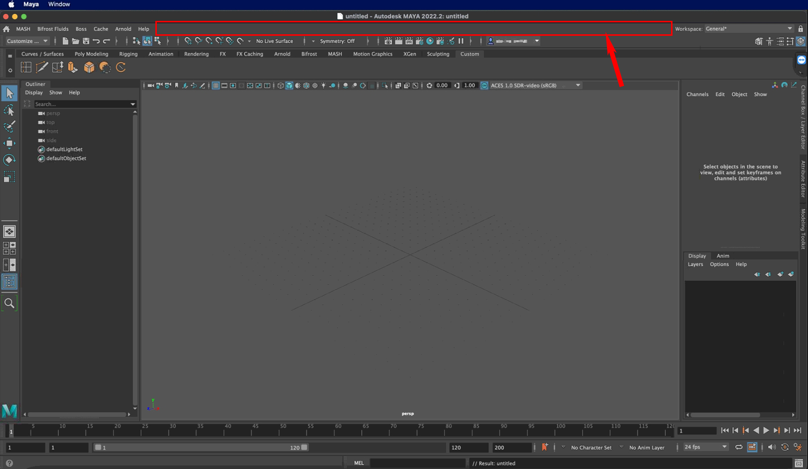 Maya user interface is missing menu items on MAC OS