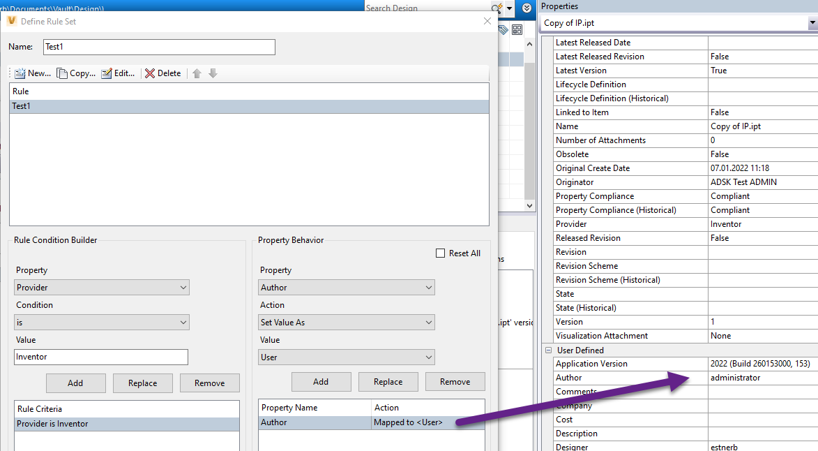 Copy Design Action Rules don't utilize the Display Name in Vault 2022