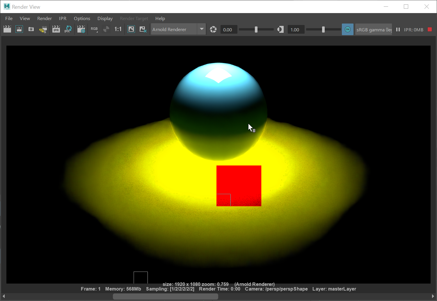 Unrendered squares are left in the Maya render view when rendering with Arnold in Maya