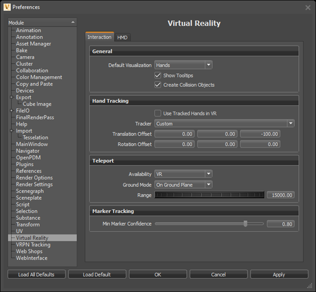 Use of Touch Sensors in VR with VRED