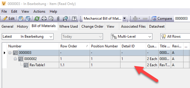 Detail ID values are not shown in deeper structures of item BOM in Vault