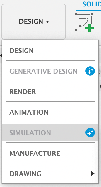 Generative Design and Simulation workspaces are not available in Fusion