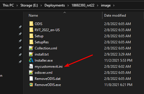 How to include a custom INI file in a Revit deployment?