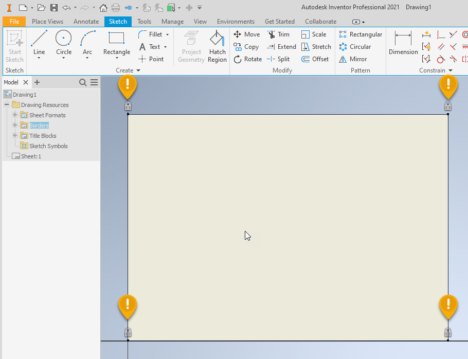 Text in border does not move after sheet size was switched in Inventor