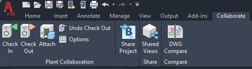 Collaboration features missing in the Collaborate Tab in AutoCAD Plant 3D