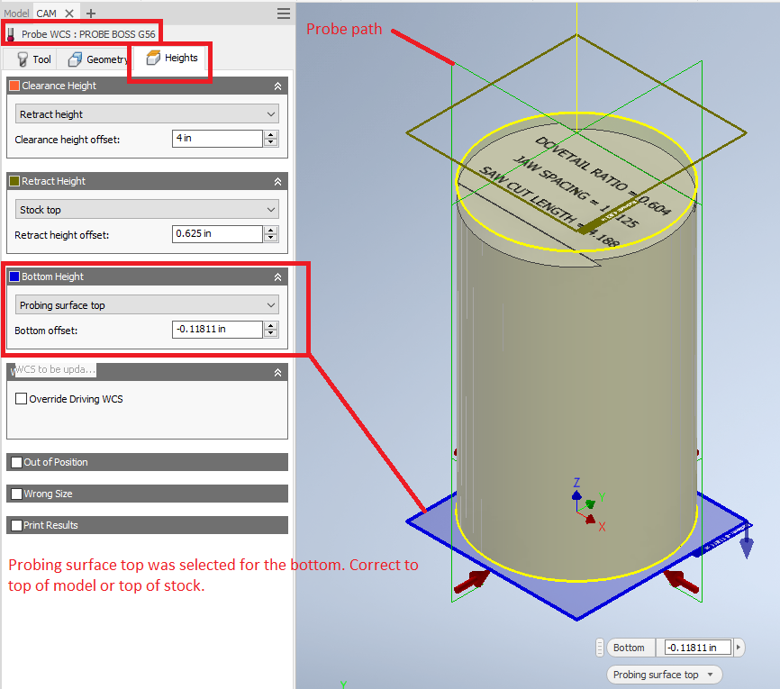 Issue where a probe crashes into my part when using Inventor CAM