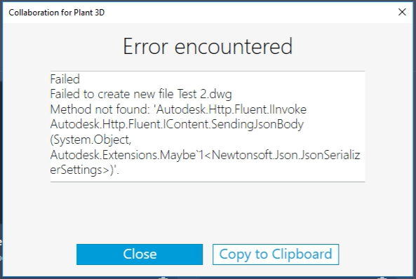 Unable to check in drawings while using AutoCAD Plant 3D Collaboration