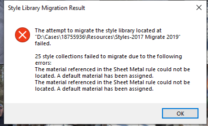 Styles are not Migrating in Inventor