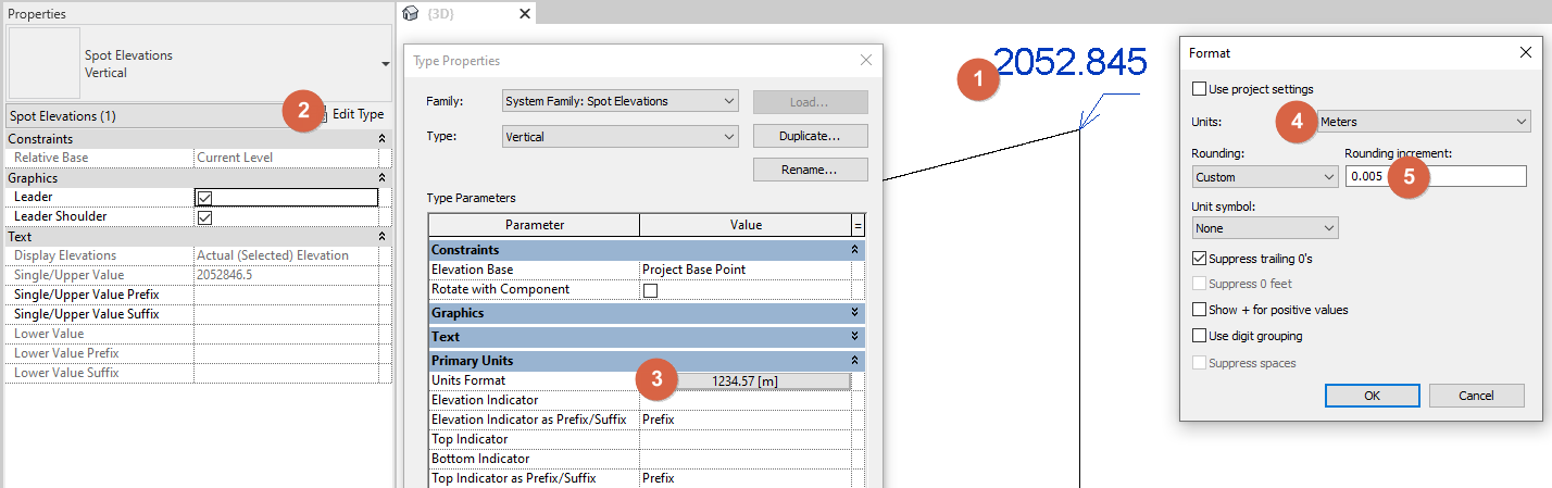 Spot elevation shows additional digits with no value for meters and ...