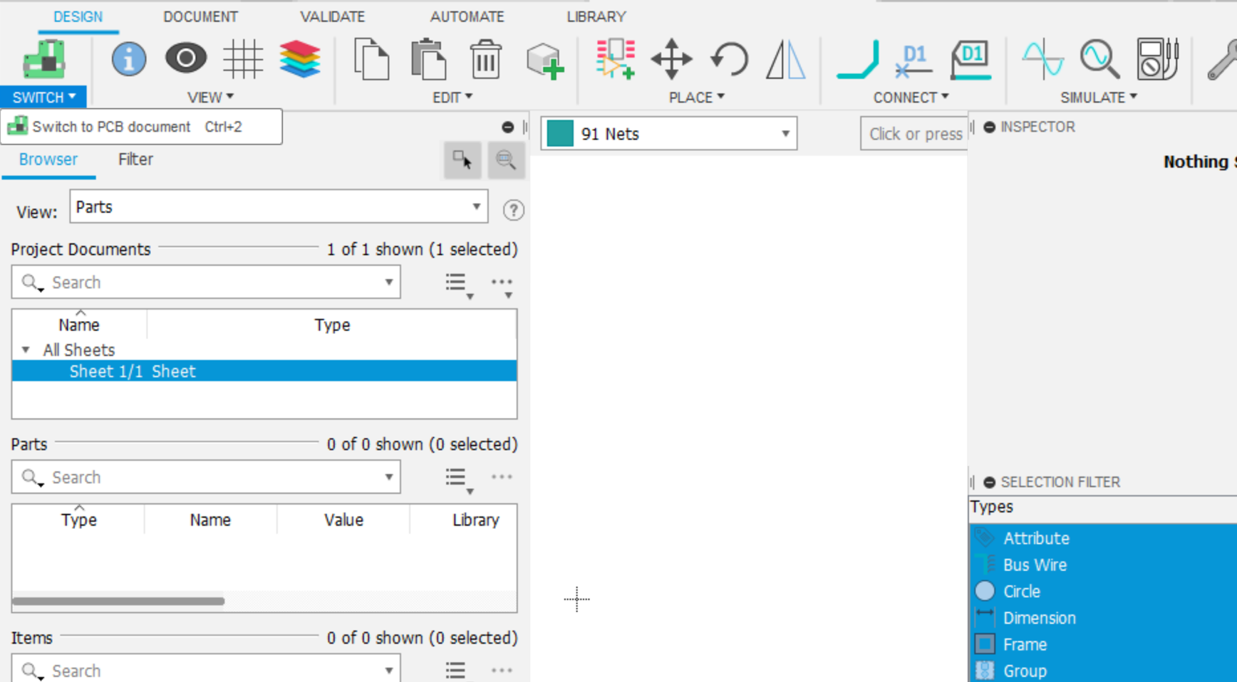 How to switch between PCB and Schematic in Fusion 360 Electronics
