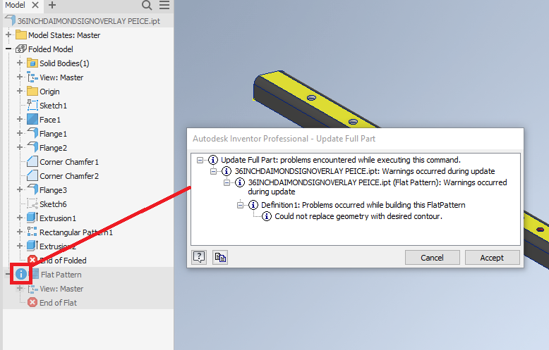 Edge of a sheet metal flat pattern not exporting correctly from Inventor