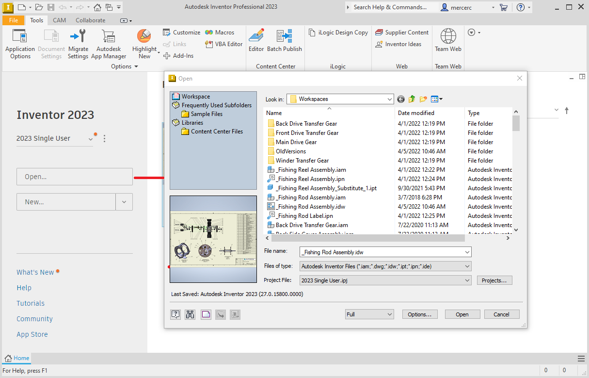 主页在Inventor中不同