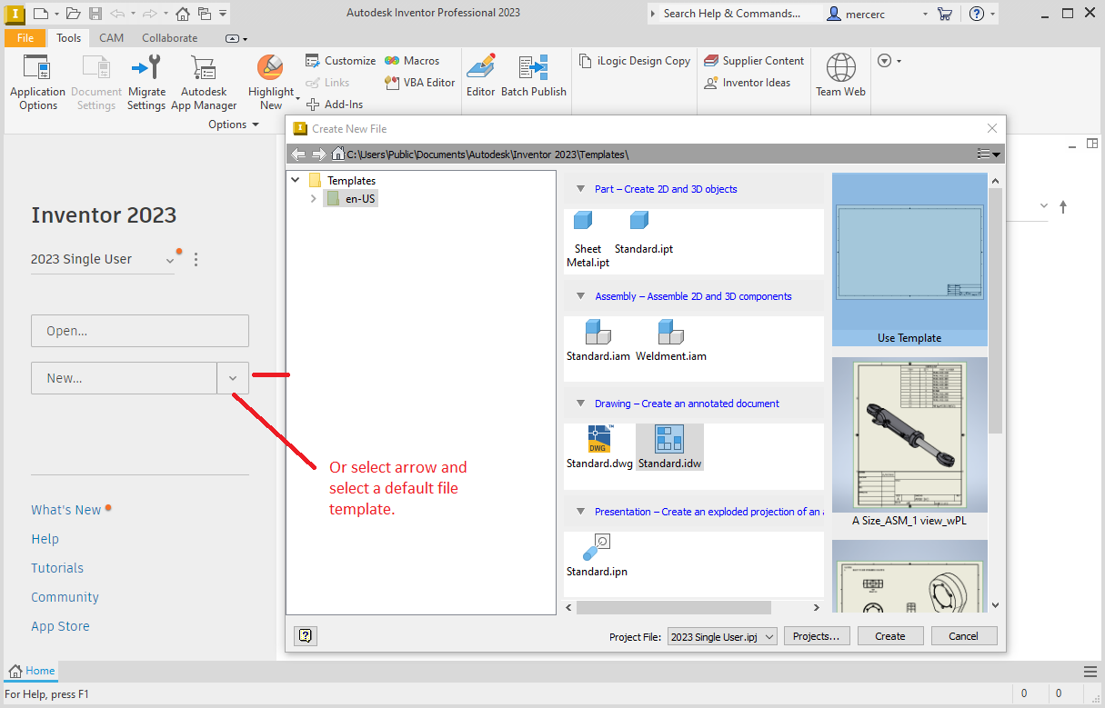 主页在Inventor中不同