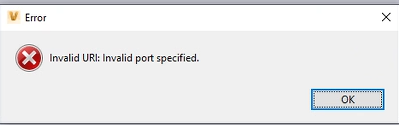 "Invalid URI: Invalid port specified" error message seen in Vault after logging in