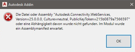 "Could not load file or assembly "Autodesk.Connectivity.Webservices ...