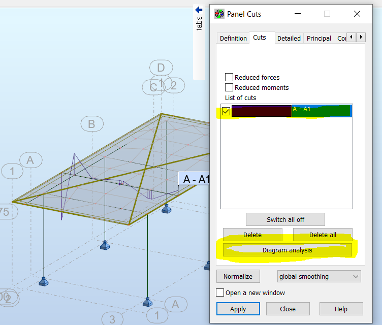 It is not possible to run Daigram Analysis for panel cut in Robot Structural Analysis