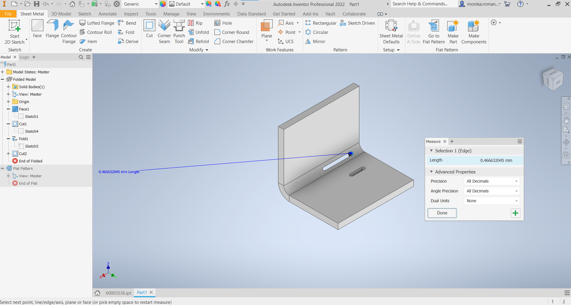 Inventor cannot recognize the cuts arcs when it was created by Fold