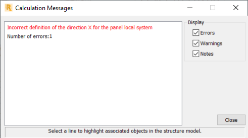 "Incorrect definition of the direction X for the panel local system" in Robot Structural Analysis