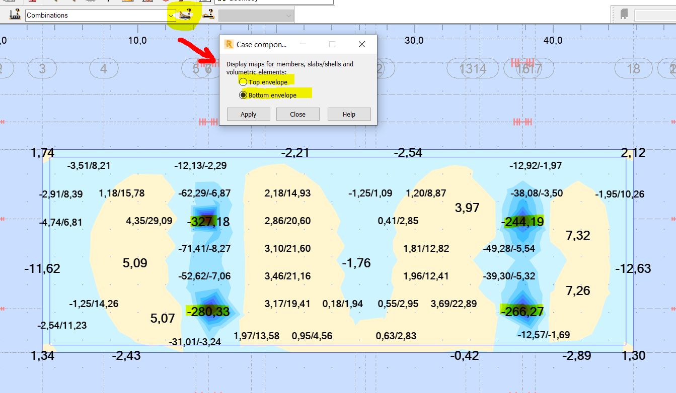 Extreme moment values presented for panel maps bigger for single combination than for ...