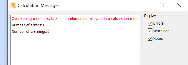 "Overlapping members beams or columns not allowed in calculation model" message while ...