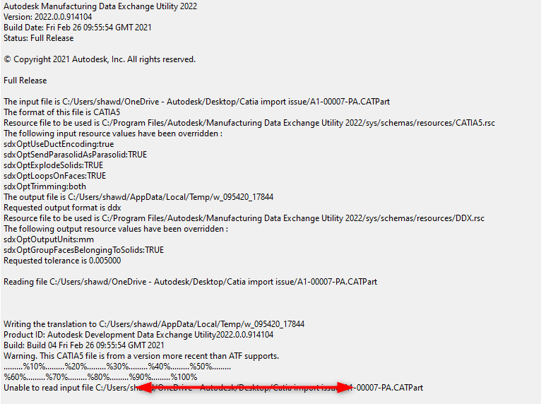 CATPart fails to import into PowerShape 2022. Get message - Getting message "Unable to read ...