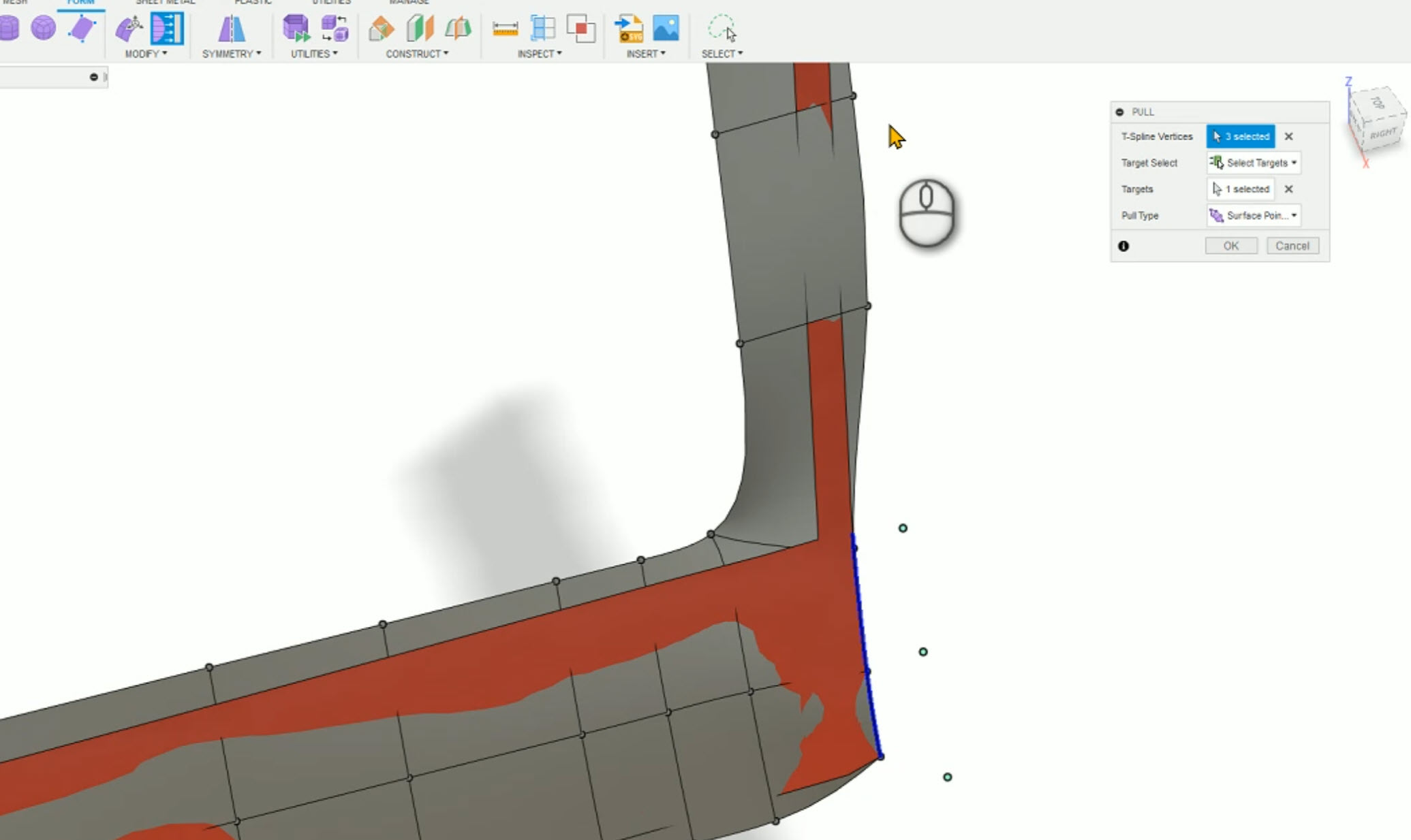 How to trim the excess of a form body after using the convert BRep Face to T-spline command in ...