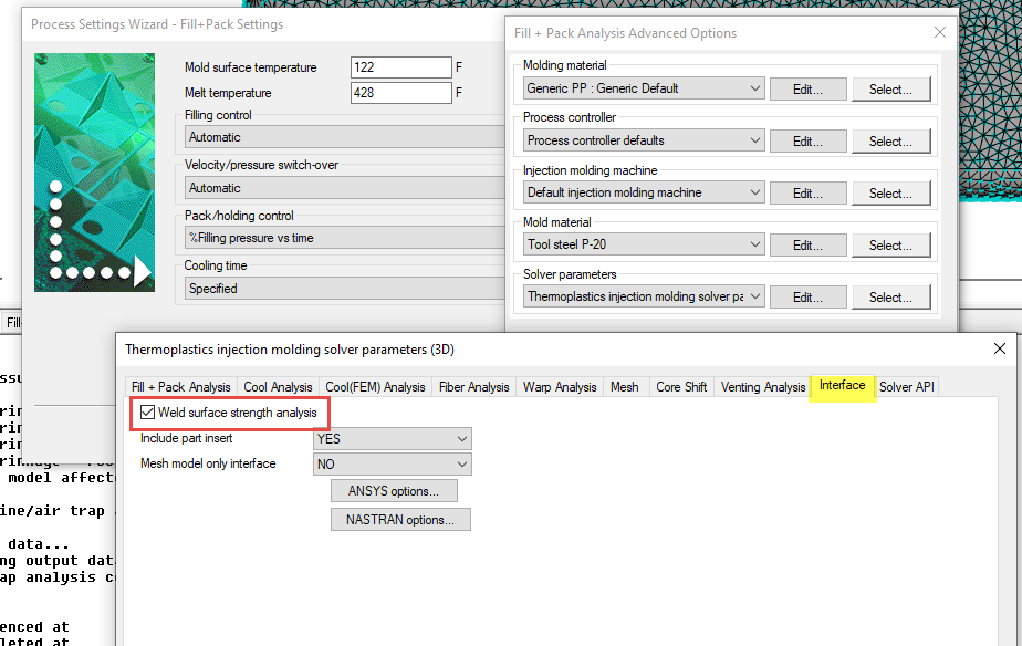 Moldflow でウェルド サーフェスの強度解析を選択すると、.ws3 ファイルが生成されない
