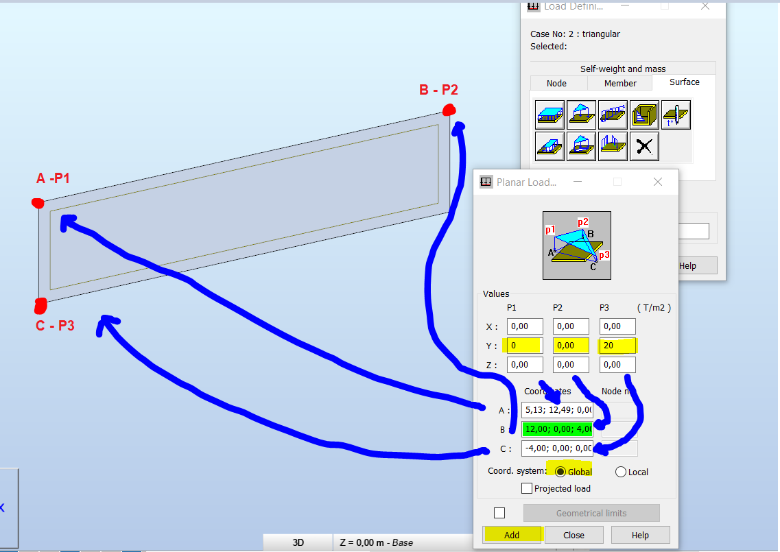 如何在 Robot Structural Analysis 中创建嵌板上的三角形平面荷载。