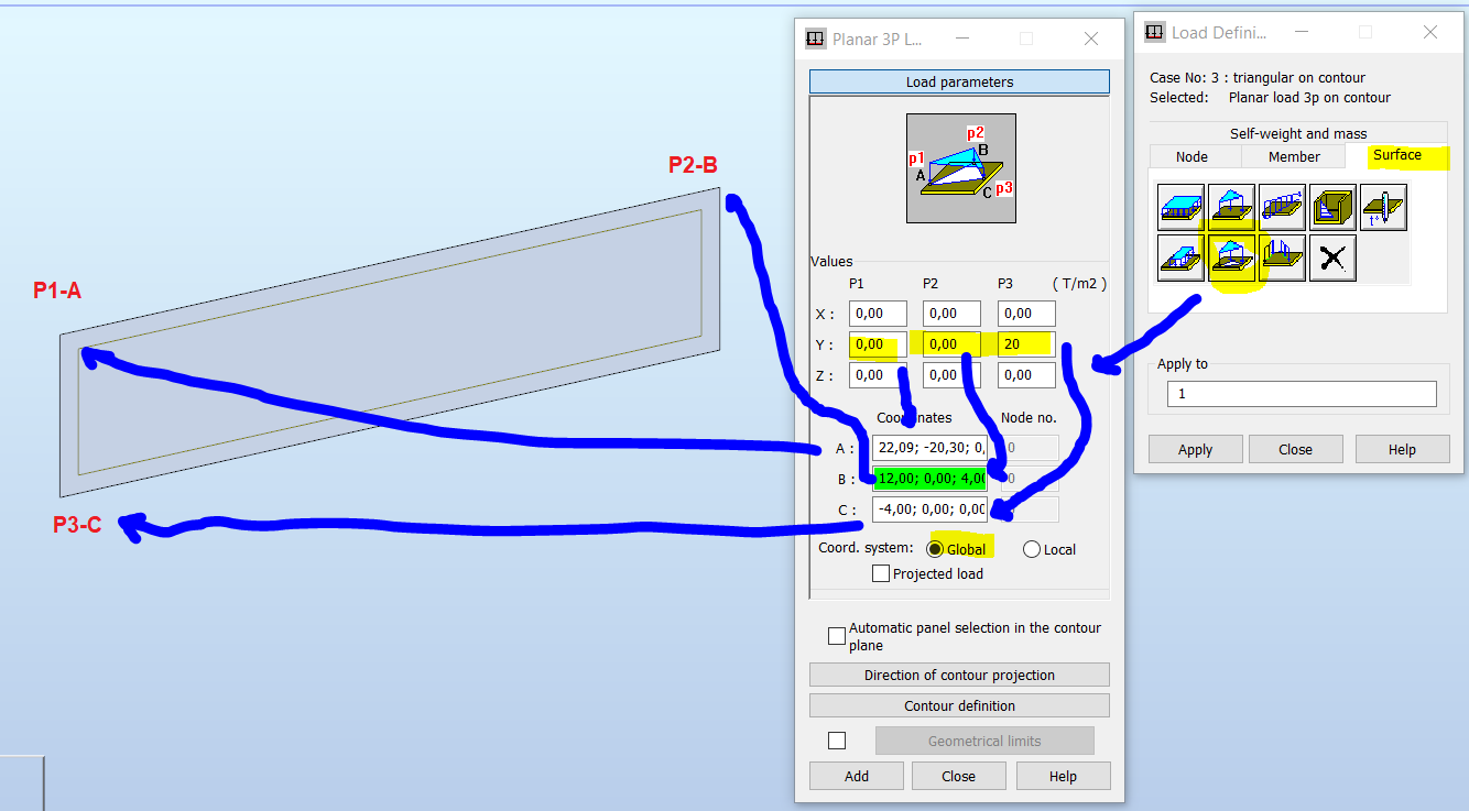How to create a triangular planar load on panel in Robot Structural Analysis.