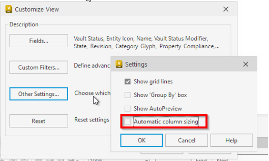 Vault Client 2023에서 열 크기가 원하는 대로 조정되지 않음