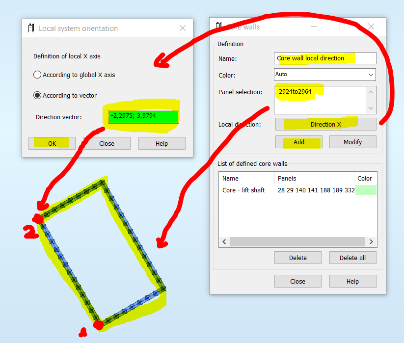 Understanding of Diagrams in local system option from Diagrams for Core Walls dialog in Robot ...