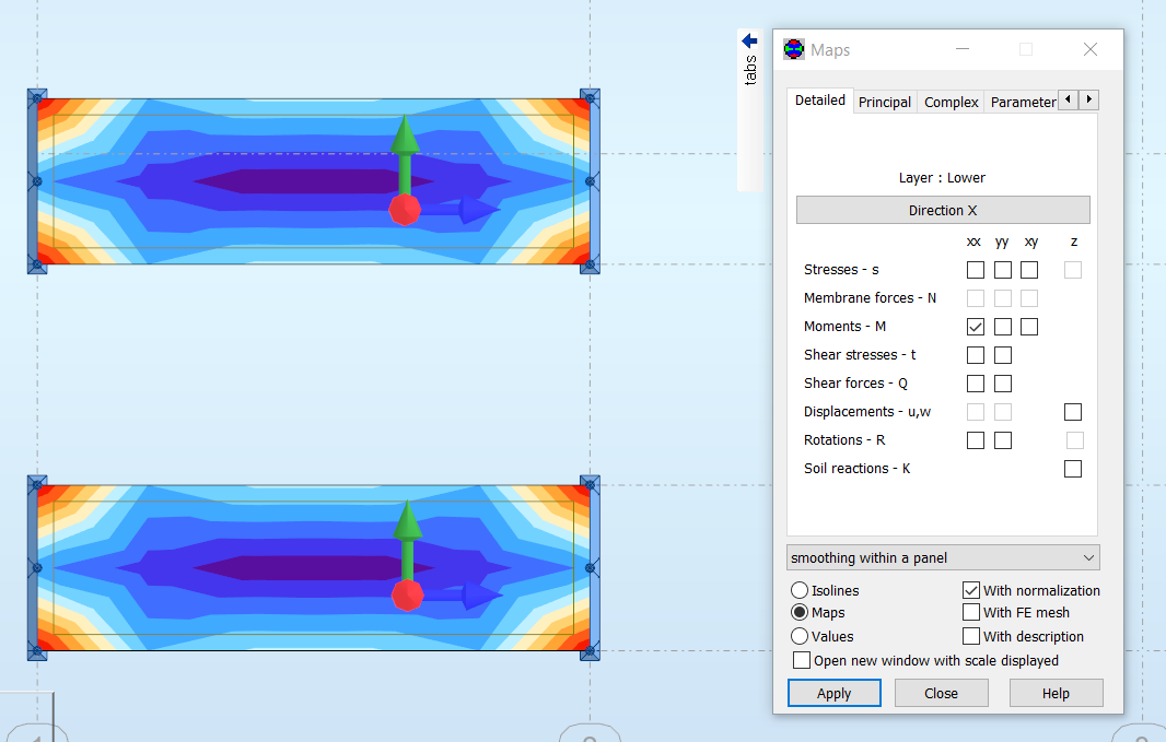 Different force maps presented for similar slabs in Robot Structural ...