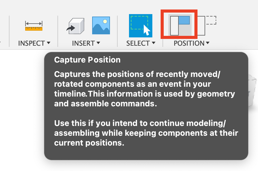 Capture Position icon does not go away in Fusion 360