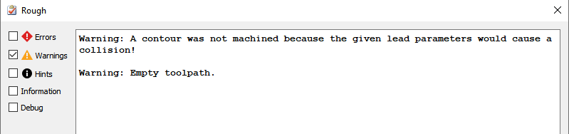 "A contour was not machined because the given lead parameters would ...