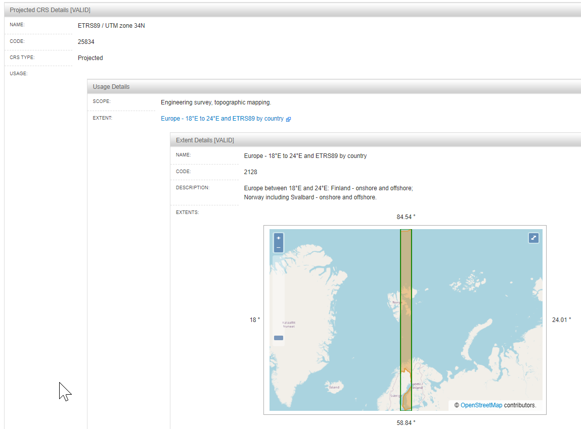 加载使用坐标系 ETRS89 的必应地图时。UTM-34N 已指定，Civil 3D 中缺少分带的南半部