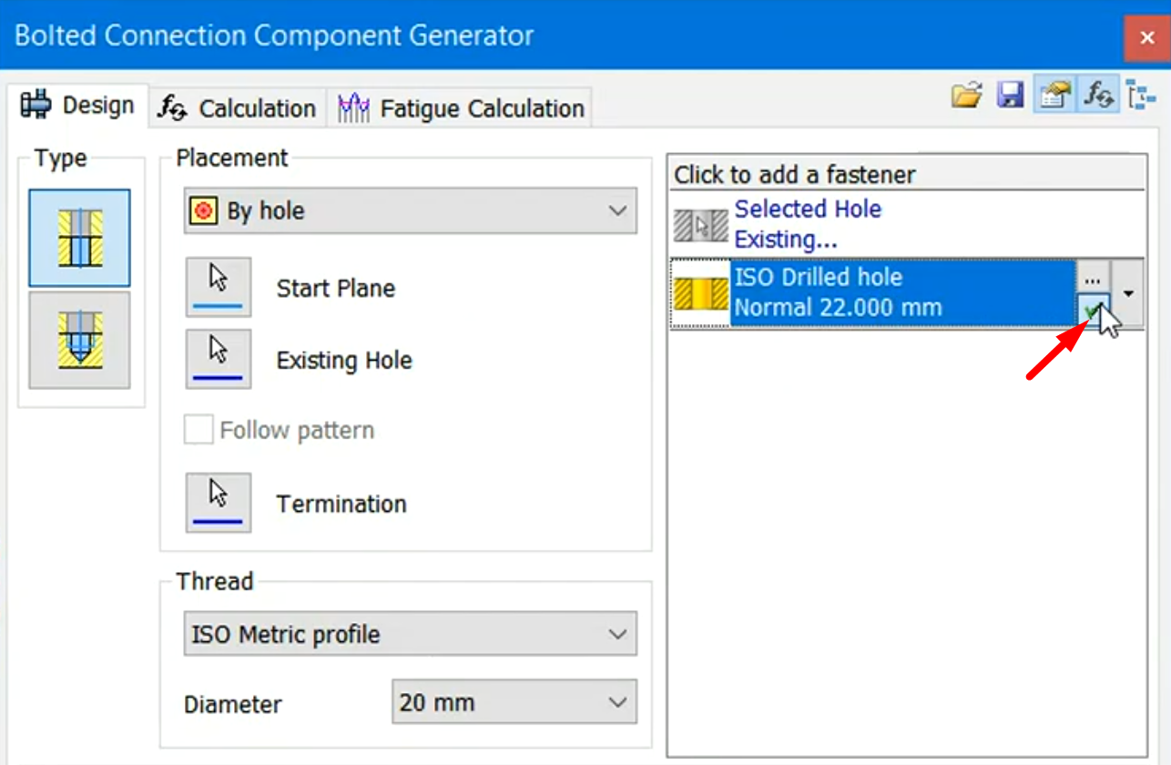 When using Bolted Connection on a clearance hole, Inventor wants to drill additional hole