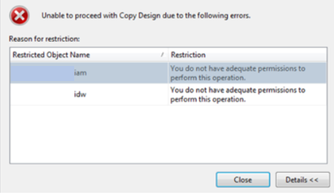 "Unable to proceed with Copy Design due to the following errors" during Vault Copy design on ...