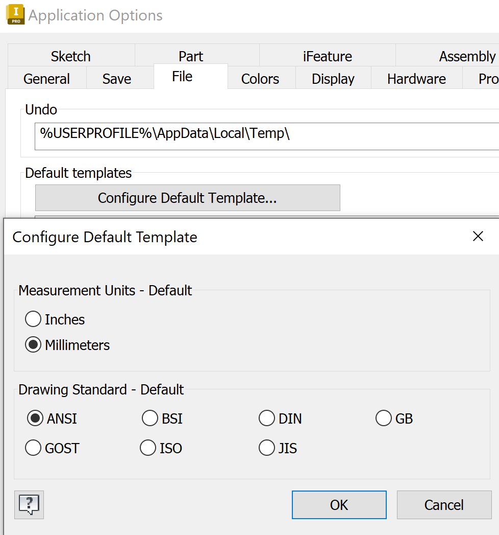 How To Define The Default Template Units In Inventor Inventor Autodesk Knowledge Network