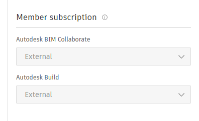 Member subscription is shown as External under the Account Admin module ...