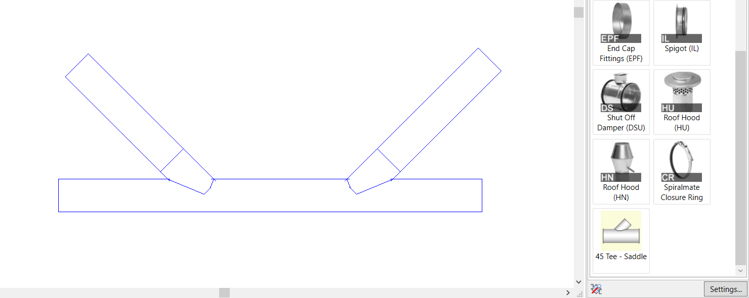 45° Wye Tap fitting not converted as expected when using Design to ...