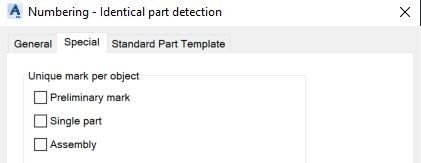 Different position marks for each part or assembly in Advance Steel