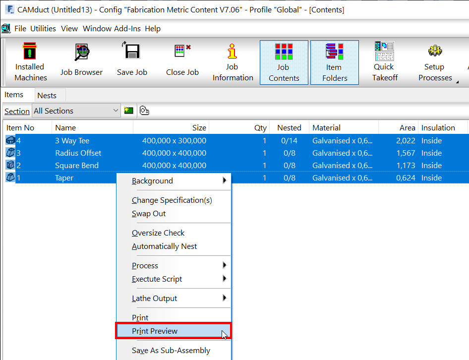 Unable to print Item Labels in a specific order in CAMduct