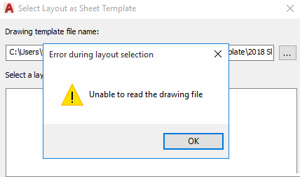 Errors occur when creating a new sheet in an AutoCAD sheet set