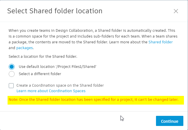 Change the location of the Shared folder in BIM 360 Design Collaboration