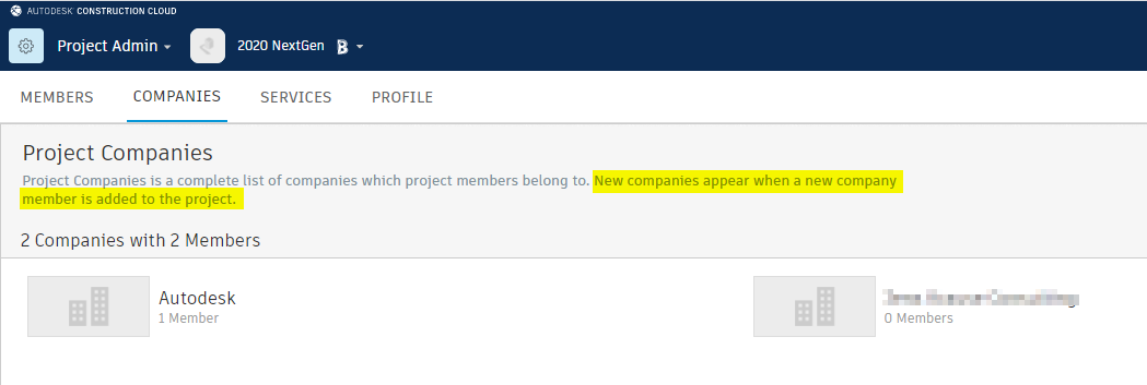 Directly adding companies to BIM 360 projects
