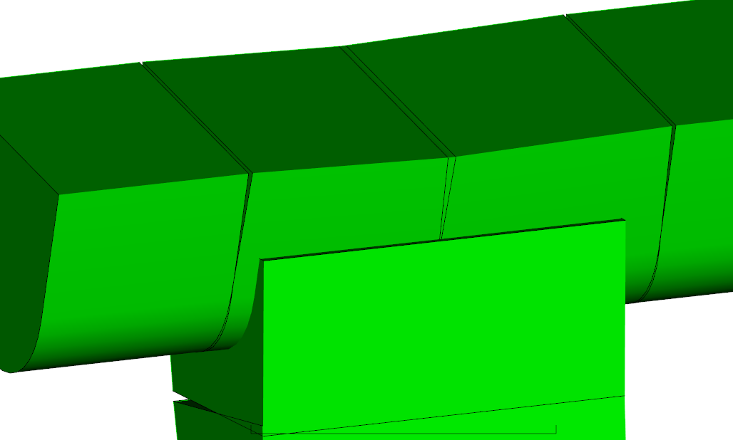 Intersections in beams in Moldflow
