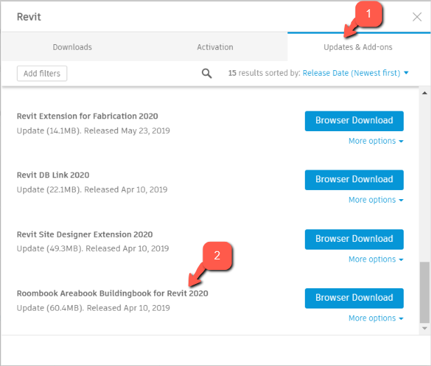 How to find and download the Roombook extension for Revit