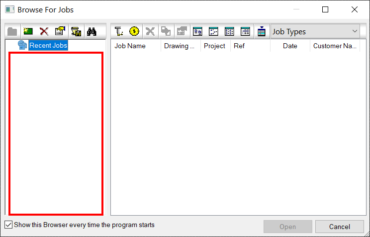 Projects Folder Missing within New Job wizard and Job Browser in ...