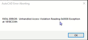 "FATAL ERROR: Unhandled Access Violation Reading 0x0008 Exception at..." when launching Advance ...