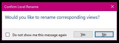 How to re-enable the warning prompt for renaming views or levels in Revit